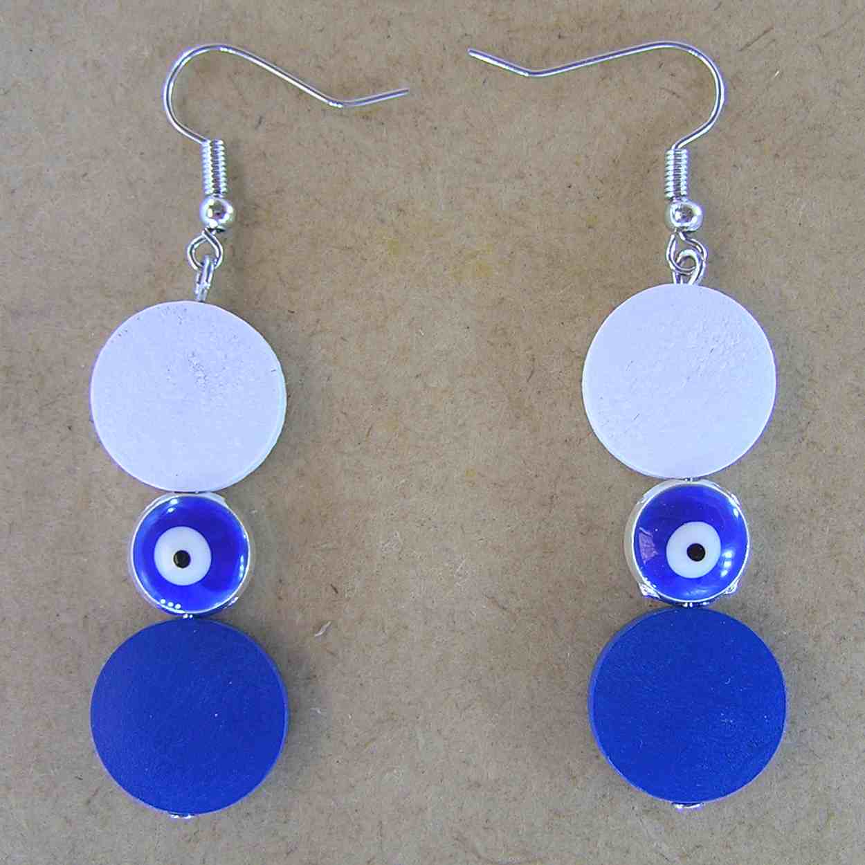 Sml Eye With White And Blue Disc » The Unusual Earring Co